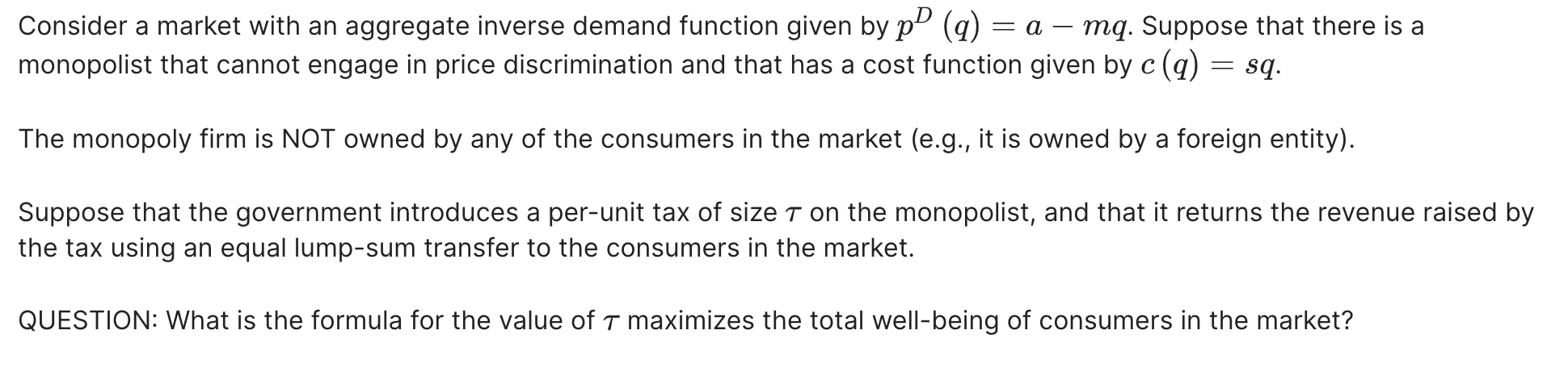 Solved Consider a market with an aggregate inverse demand | Chegg.com