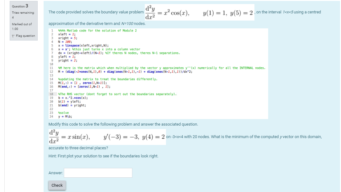 Solved The code provided solves the boundary value problem , | Chegg.com