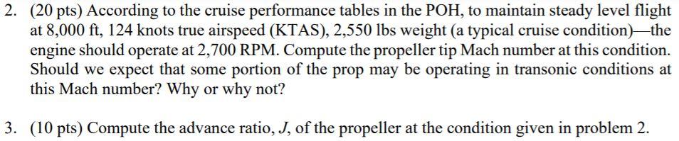 2. (20 pts) According to the cruise performance | Chegg.com