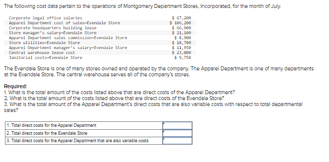 Solved The Evendale Store Is one of many stores owned and | Chegg.com