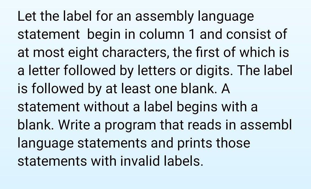 Solved Let the label for an assembly language statement | Chegg.com