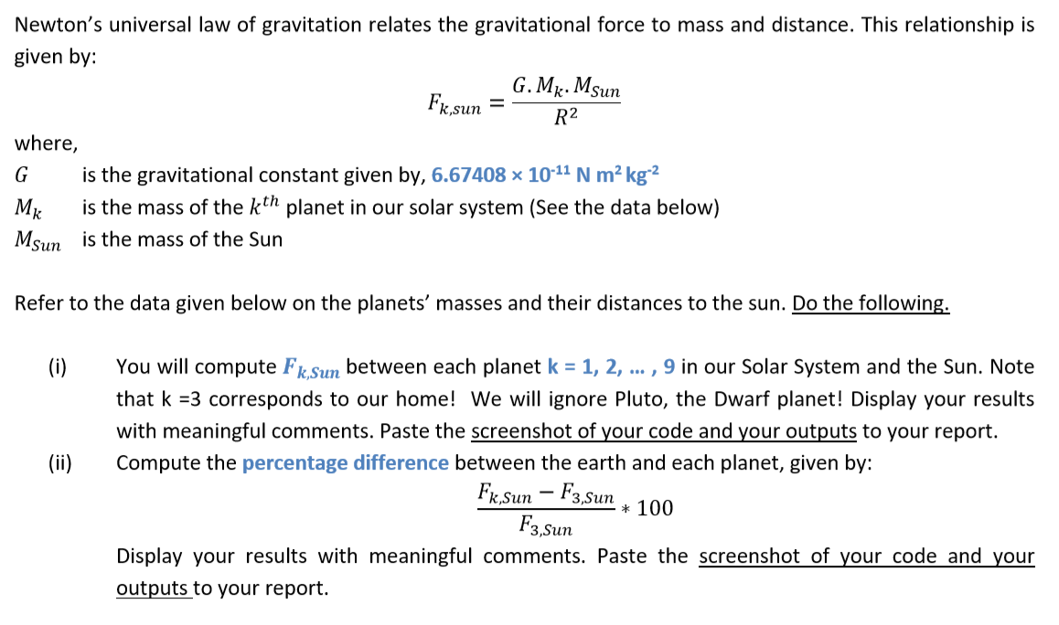 Solved Newton's universal law of gravitation relates the | Chegg.com
