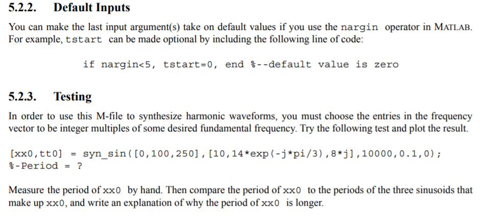 Solved Write an M-file called syn_sin.m that will synthesize | Chegg.com