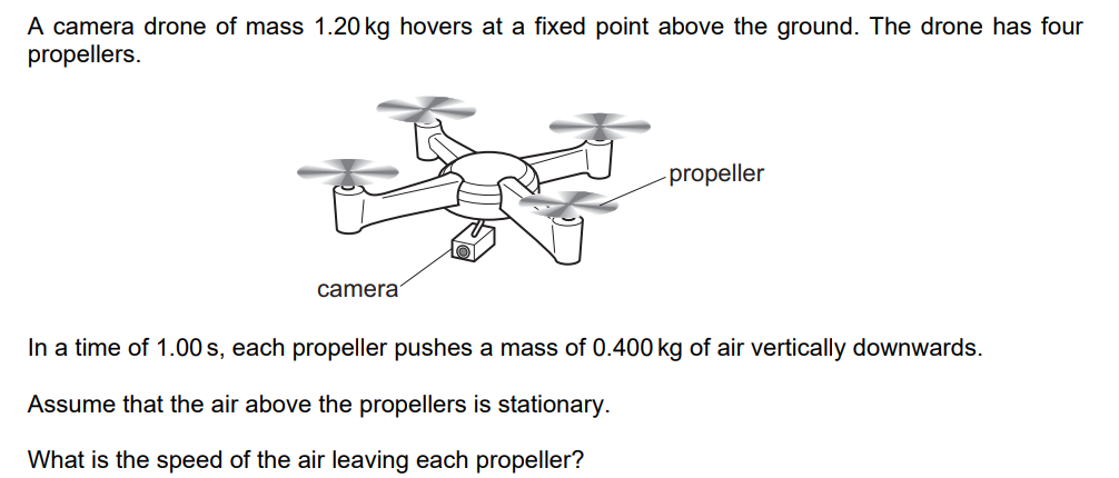 Solved A camera drone of mass 1.20kg ﻿hovers at a fixed | Chegg.com