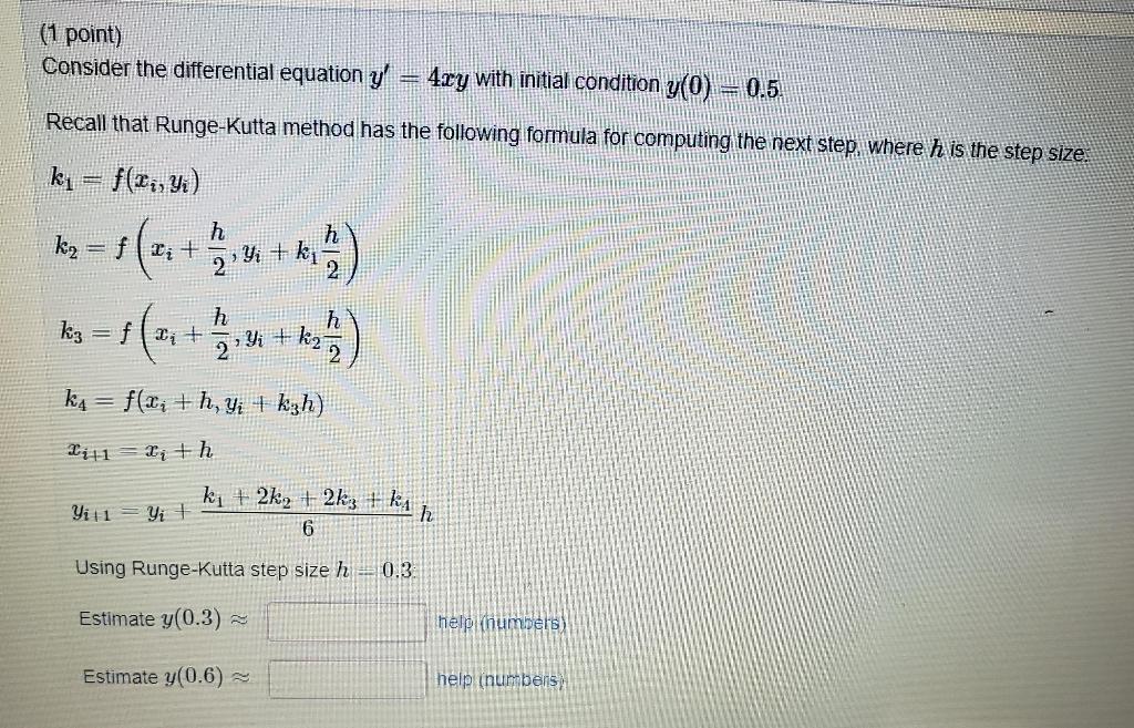 Solved (1 point) Consider the differential equation y 4xy | Chegg.com