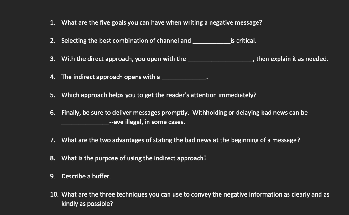 Solved 1. What are the five goals you can have when writing | Chegg.com