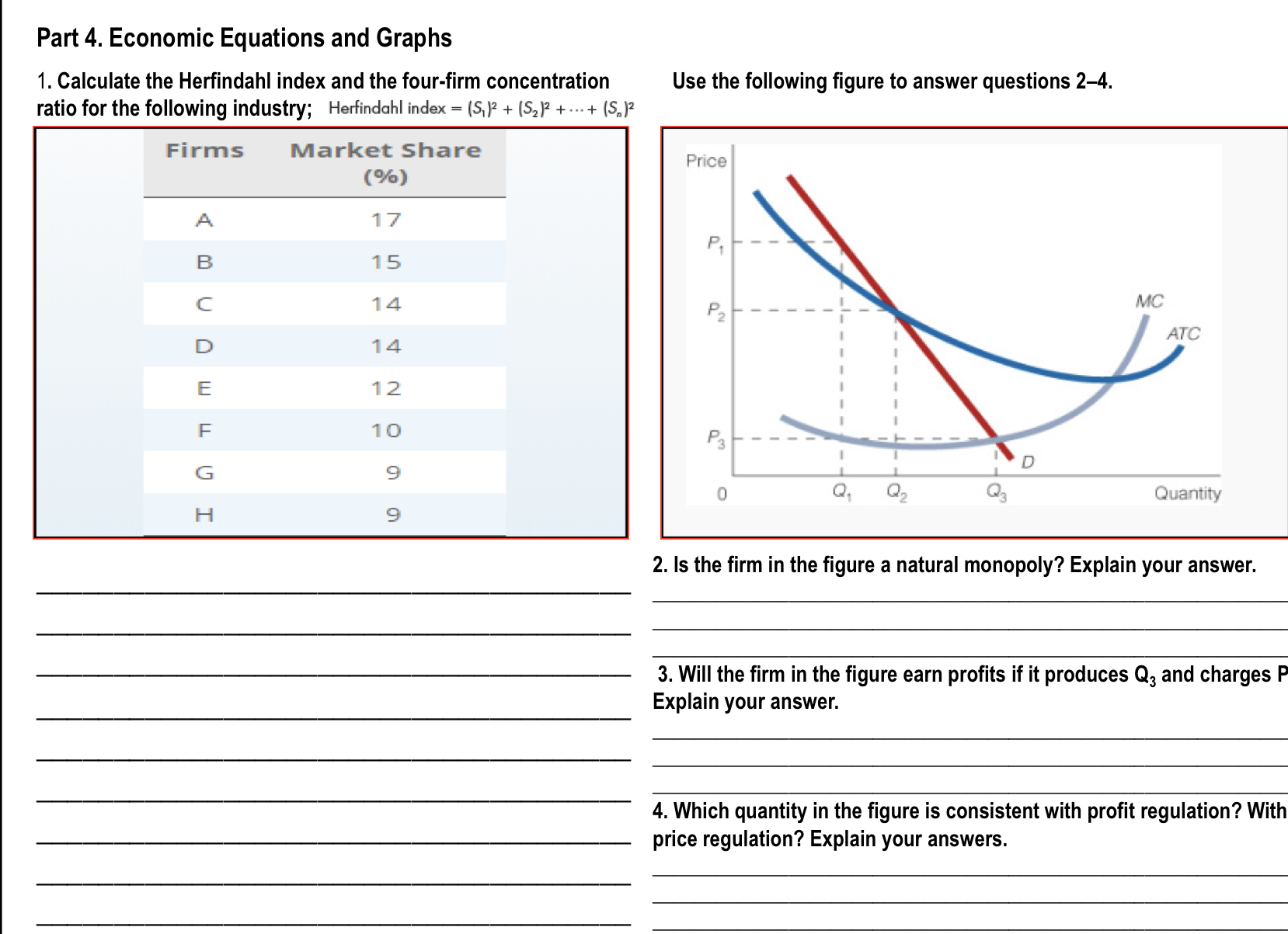 Solved Part 4. Economic Equations and Graphs 1. Calculate | Chegg.com