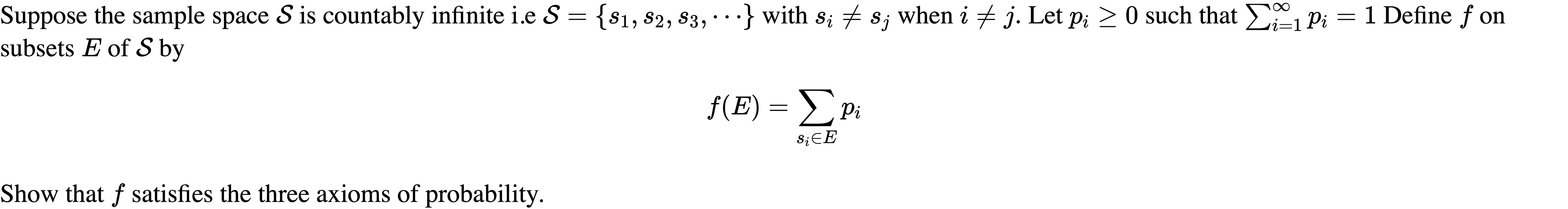 Solved Suppose the sample space S is countably infinite i.e | Chegg.com