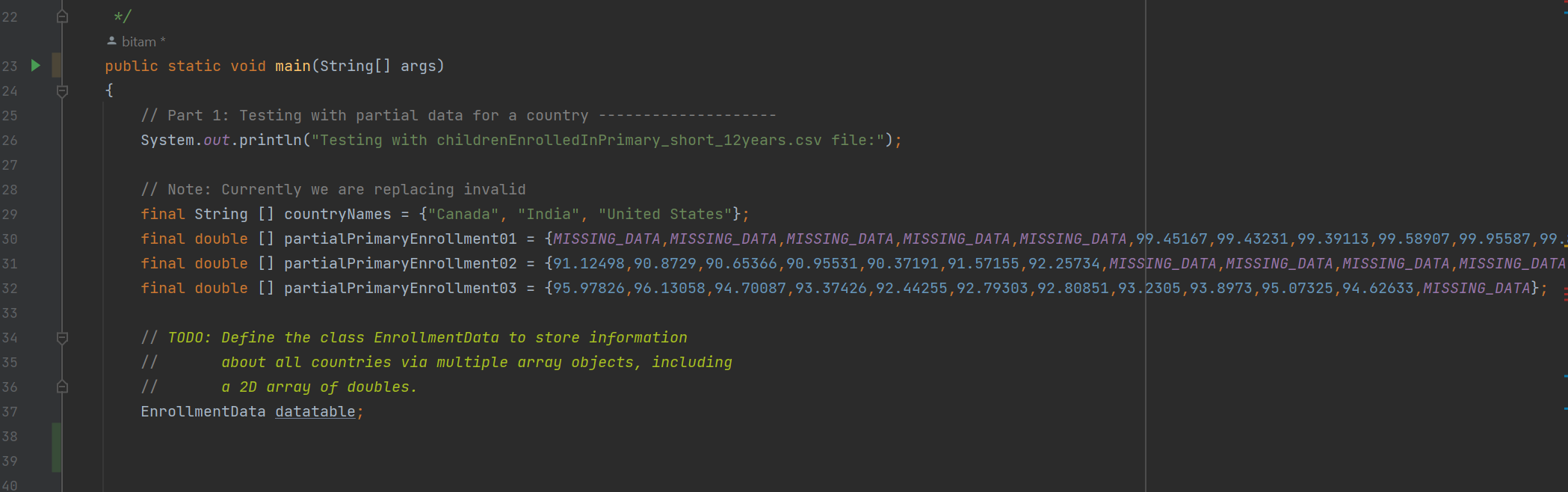 Solved I needed help in defining the EnrollmentData() Class. | Chegg.com