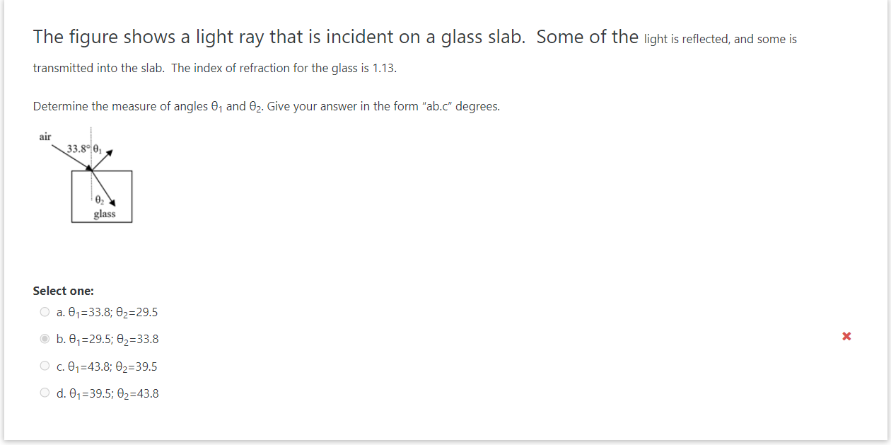 Solved The figure shows a light ray that is incident on a | Chegg.com