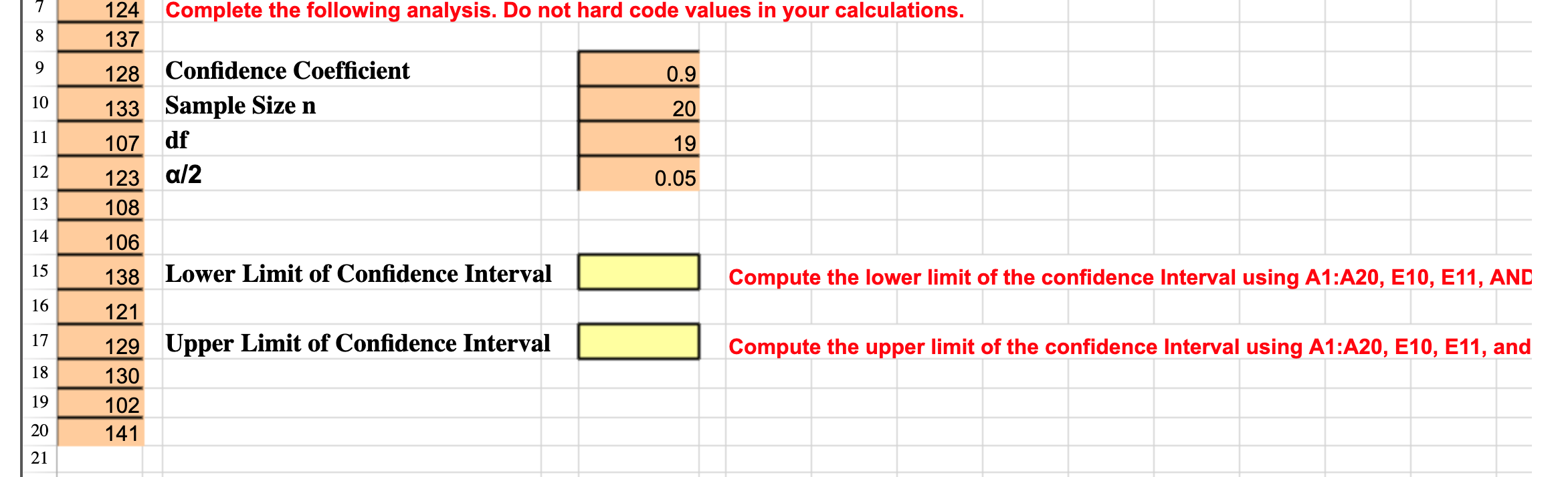Solved Given the accompanying sample data, use Excel's | Chegg.com
