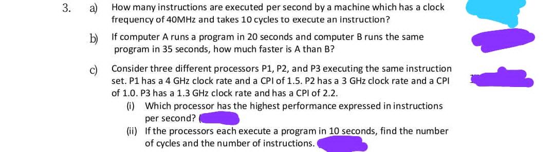 Solved 3. a) How many instructions are executed per second | Chegg.com