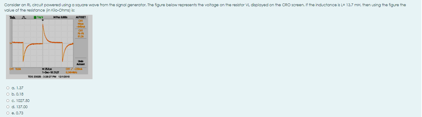 Solved Consider an RL circuit powered using a square wave | Chegg.com