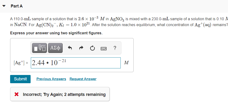 Solved Part A Use the appropriate values of Ksp and Kf to | Chegg.com
