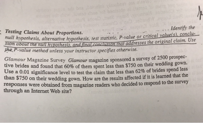 Solved ...Identih the esis, alternative hypothesis, test | Chegg.com