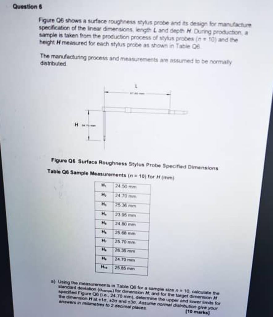 Solved Question 6 Figure 05 shows a surface roughness stylus | Chegg.com