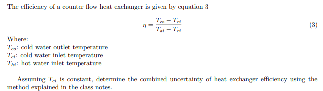 The efficiency of a counter flow heat exchanger is | Chegg.com