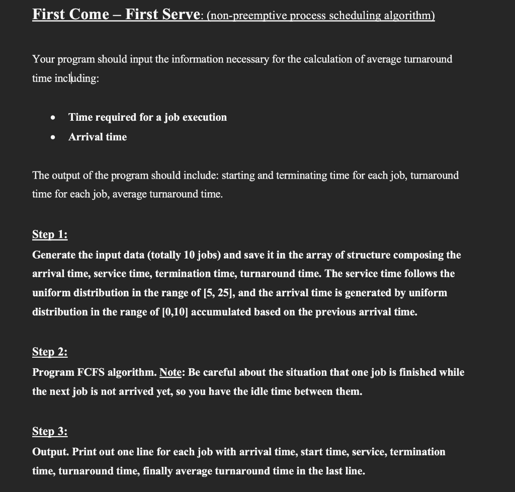Solved First Come – First Serve: (non-preemptive process | Chegg.com