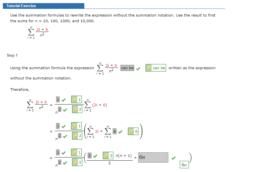 Solved Tutorial Exercise Use the summation formulas to | Chegg.com