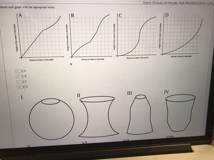Solved in 1 Match each graph with the appropriate bottle. | Chegg.com