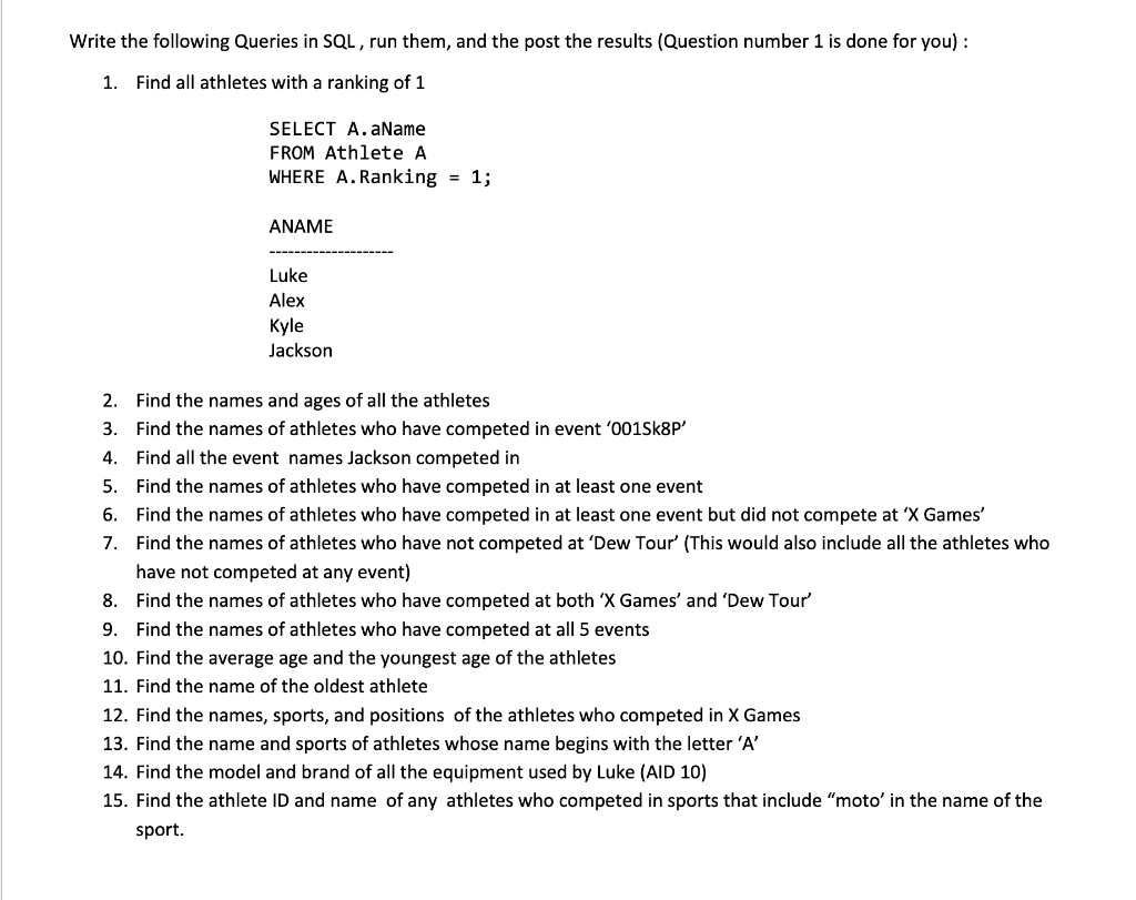 Solved Using the Event.sql script file provided, create the | Chegg.com