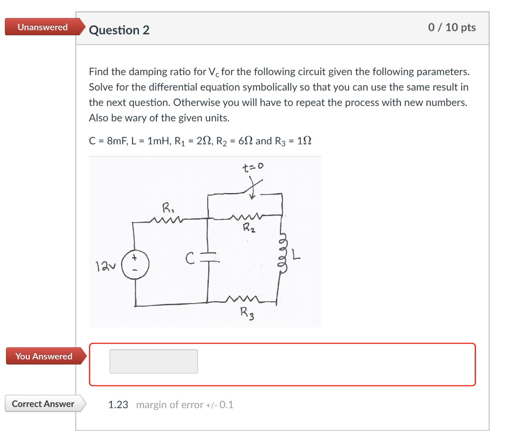 Solved Find the damping ratio for Vc for the following | Chegg.com
