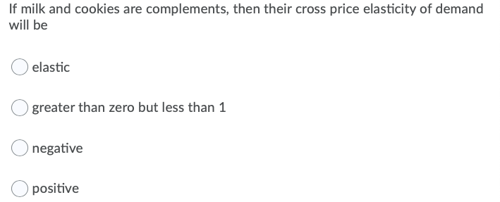 Solved If milk and cookies are complements, then their cross | Chegg.com