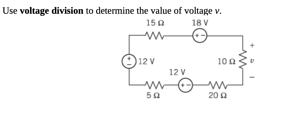 Solved Use voltage division to determine the value of | Chegg.com
