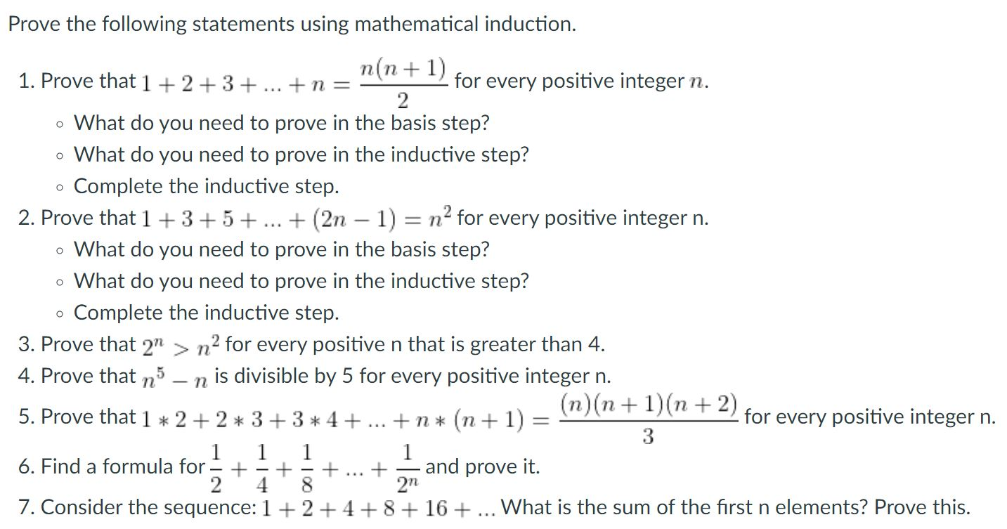 Solved Prove the following statements using mathematical | Chegg.com