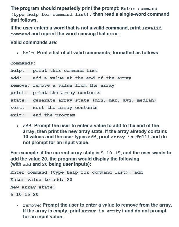 Solved Programing c please 7.21 Program 6: Arrays and | Chegg.com