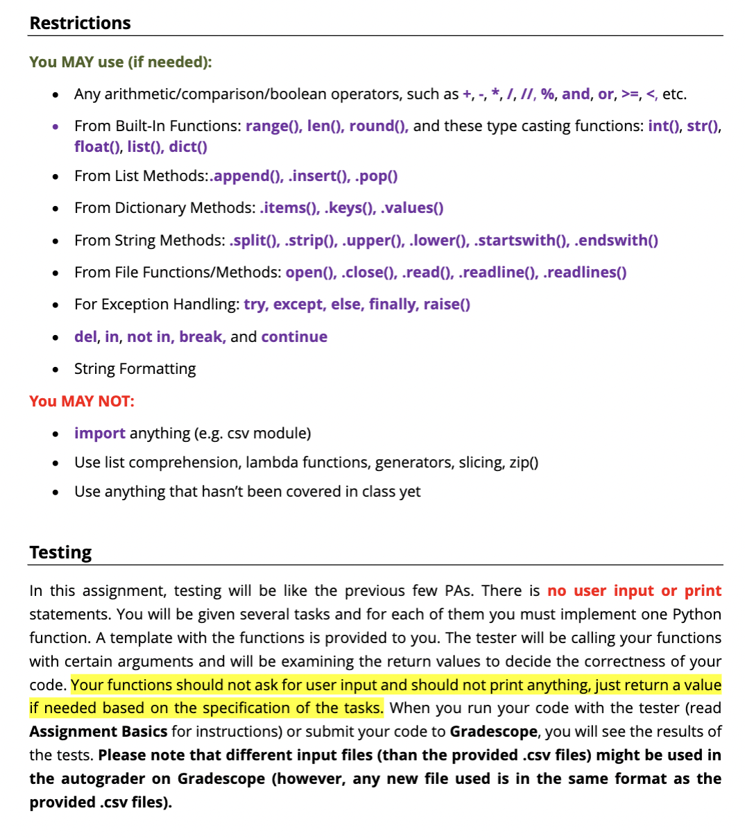 Please write in Python taking notice of restrictions | Chegg.com