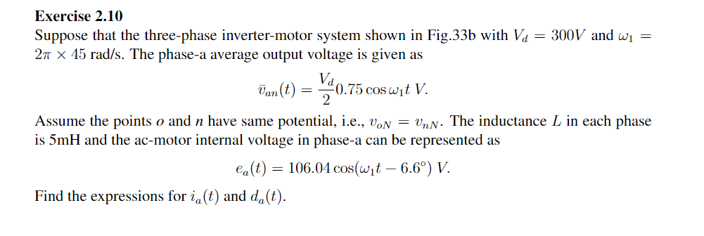 Solved Suppose that the three-phase inverter-motor system | Chegg.com