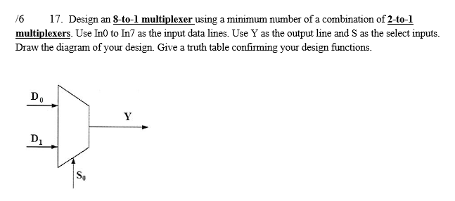 Solved 16 17. Design an 8-to-1 multiplexer using a minimum | Chegg.com