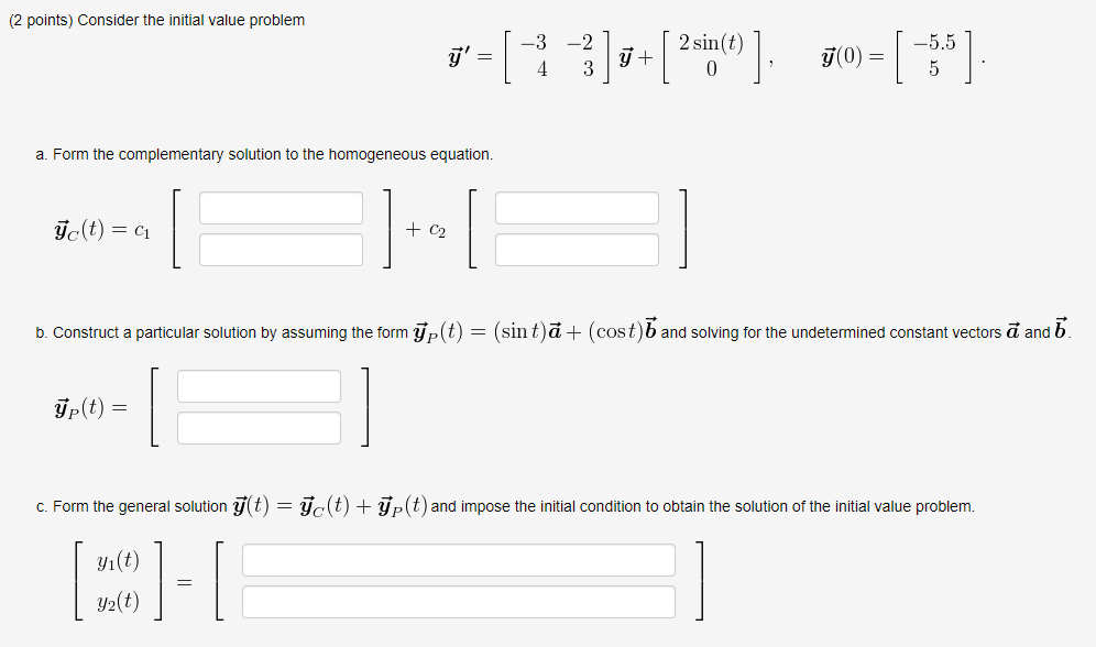Solved (2 points) Consider the initial value problem y' =[ { | Chegg.com