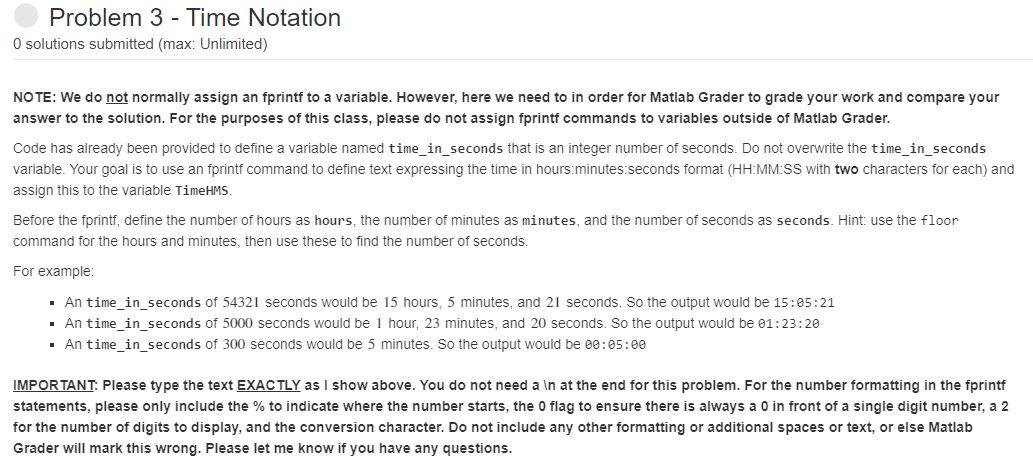 Solved Problem 3 - Time Notation O solutions submitted (max: | Chegg.com