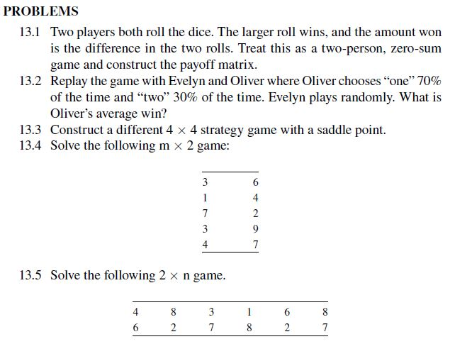 PROBLEMS 13.1 Two players both roll the dice. The | Chegg.com