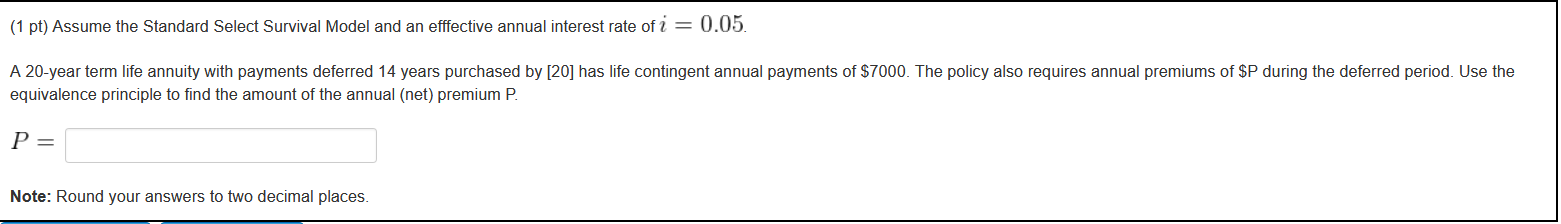 Solved (1 pt) Assume the Standard Select Survival Model and | Chegg.com