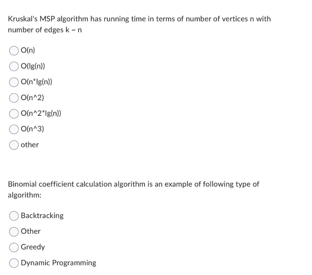 Solved Kruskal S Msp Algorithm Has Running Time In Terms Of