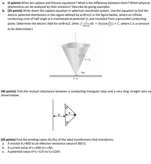 Solved a. (5 points) What are Laplace and Poisson equations? | Chegg.com