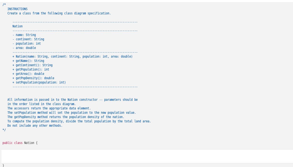 Solved /* INSTRUCTIONS Create a class from the following | Chegg.com