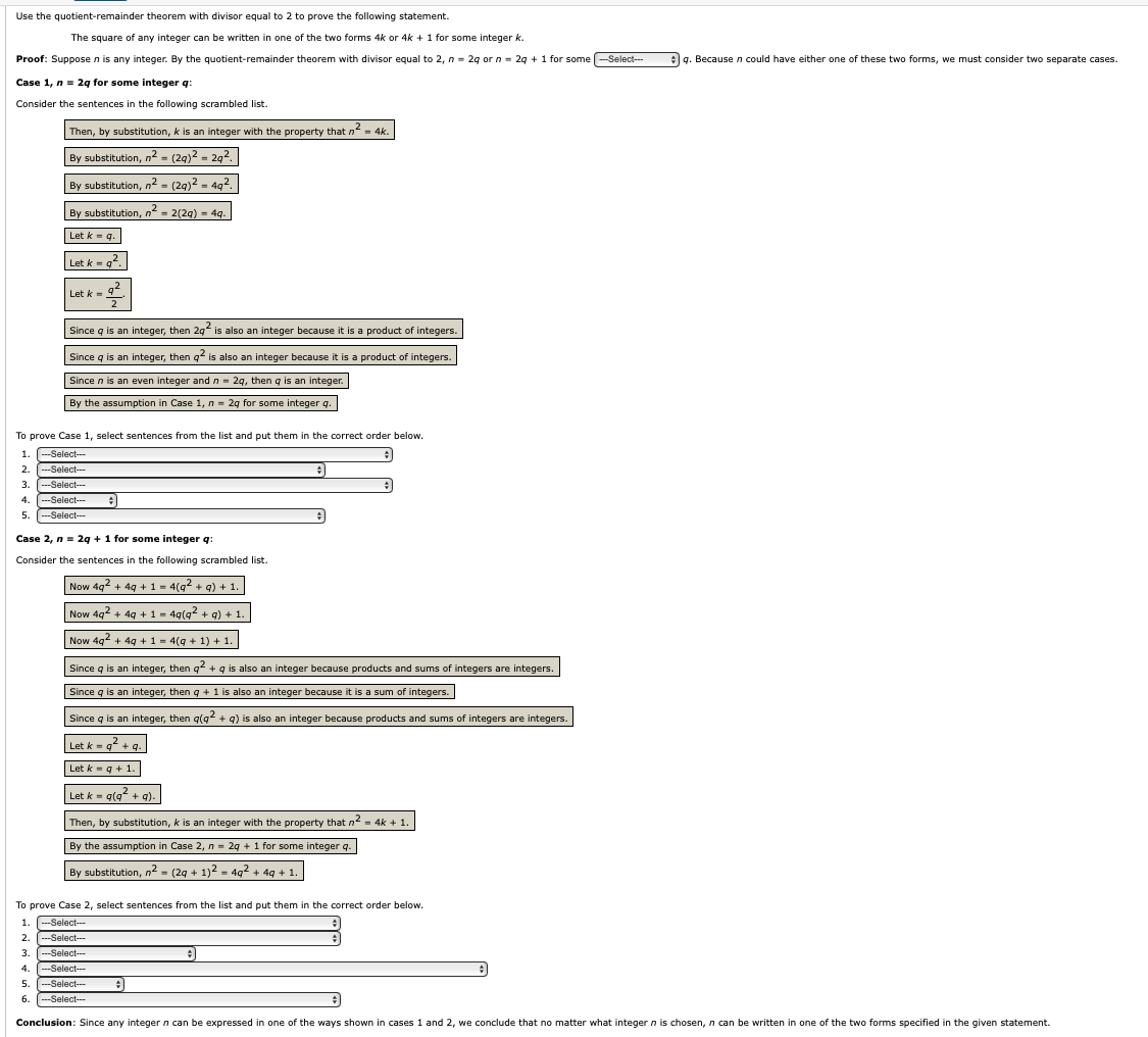 Solved Use the quotient-remainder theorem with divisor equal | Chegg.com