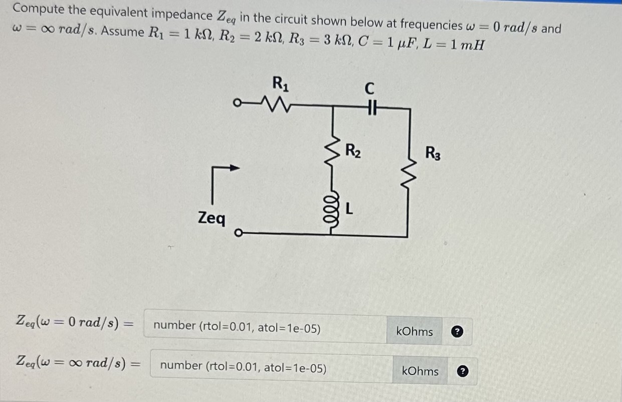 Solved Compute the equivalent impedance Zeq in the circuit | Chegg.com