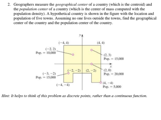 Solved 2. Geographers measure the geographical center of a | Chegg.com