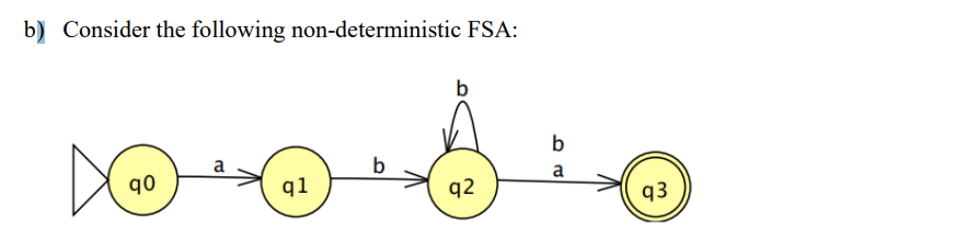 b) Consider the following non-deterministic FSA: | Chegg.com