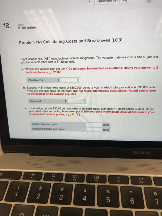 Solved 10.00 points Problem 11-1 Calculating Costs and | Chegg.com