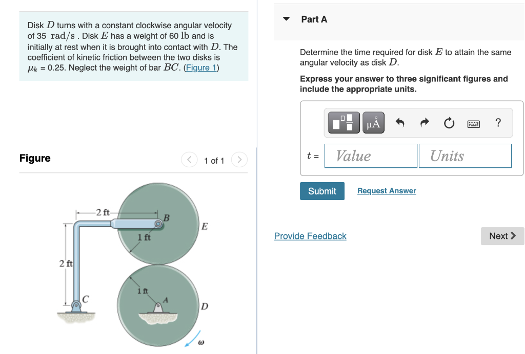 Solved Part A Disk D turns with a constant clockwise angular | Chegg.com