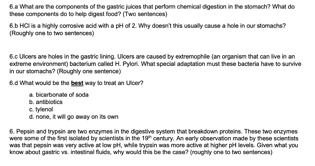 Solved 6.a What are the components of the gastric juices | Chegg.com