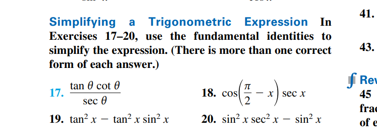 Solved Simplifying a Trigonometric Expression In Exercises | Chegg.com