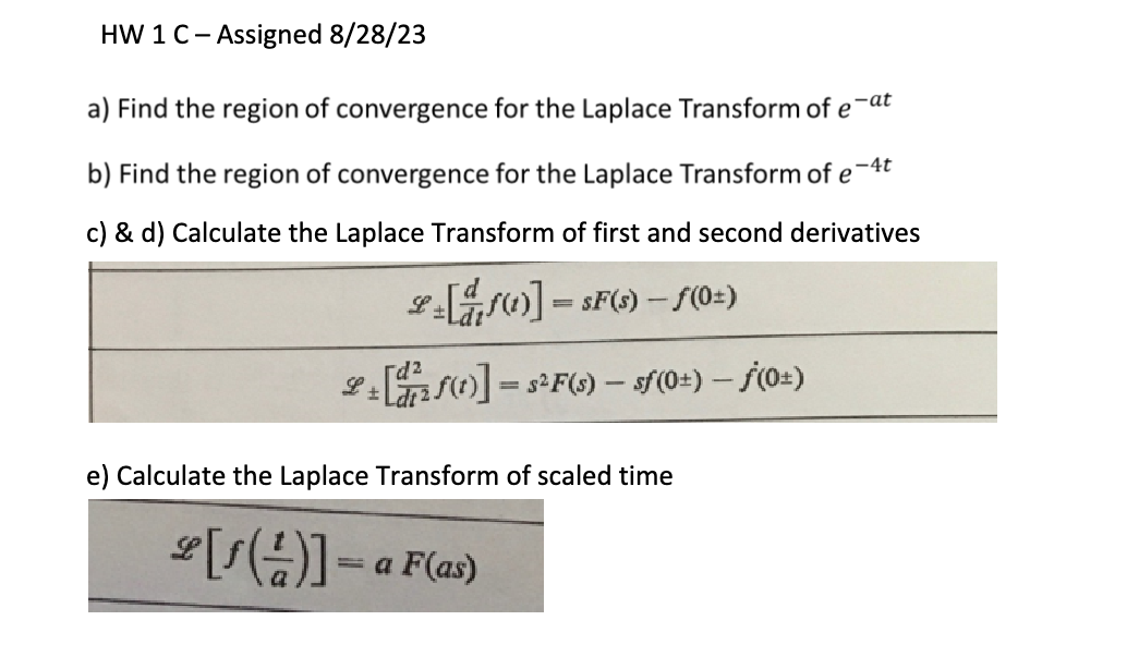 Solved HW 1 C - Assigned 8/28/23 a) Find the region of | Chegg.com
