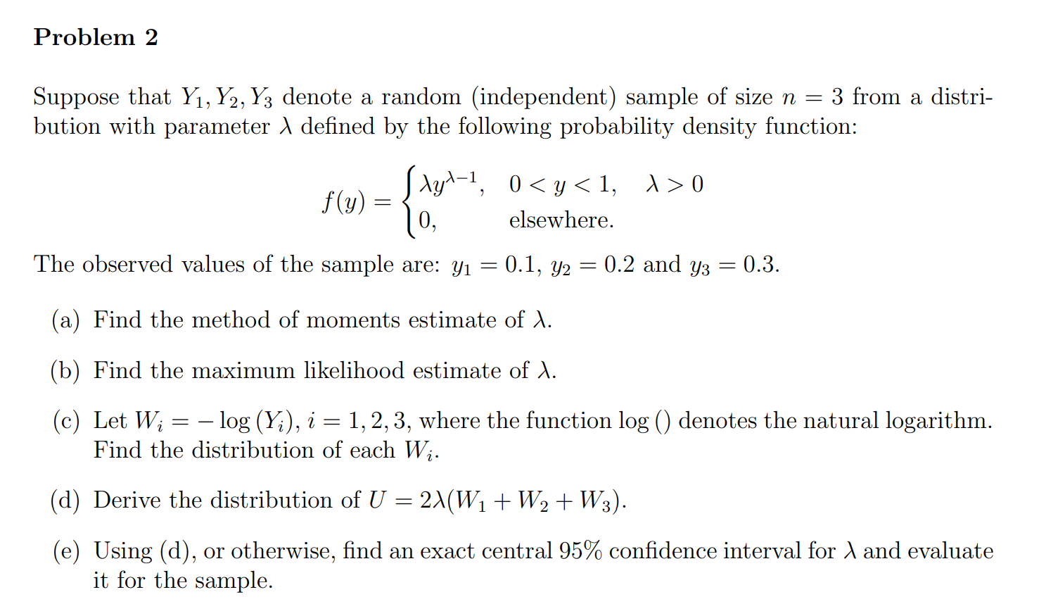 Solved Suppose that Y1,Y2,Y3 denote a random (independent) | Chegg.com